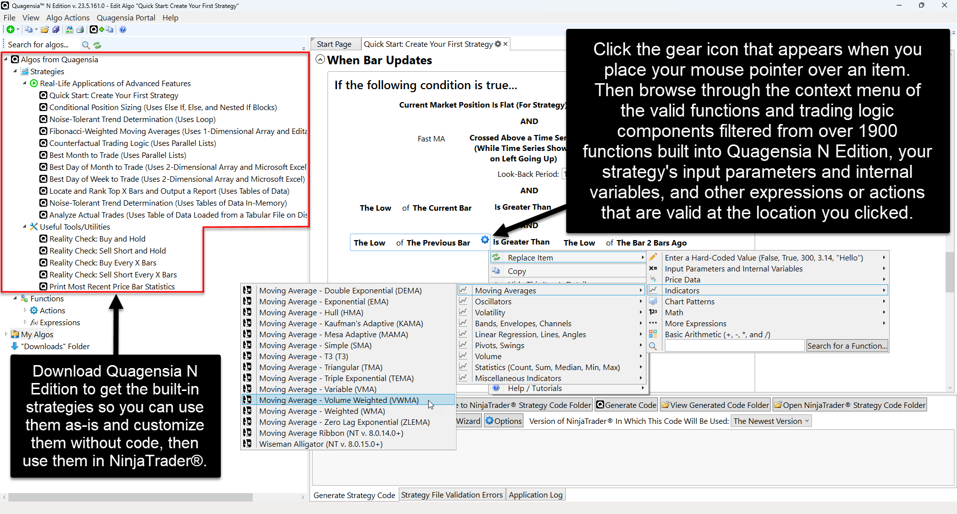 Create NinjaTrader® Strategies Using Point-&-Click with Quagensia N Edition – Full Tutorial ...